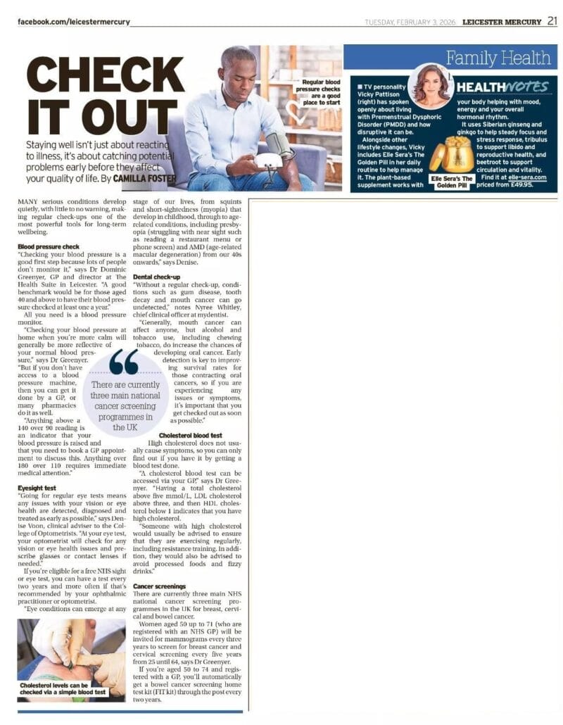 Media Coverage: Essential Health Checks to Prioritise in 2026